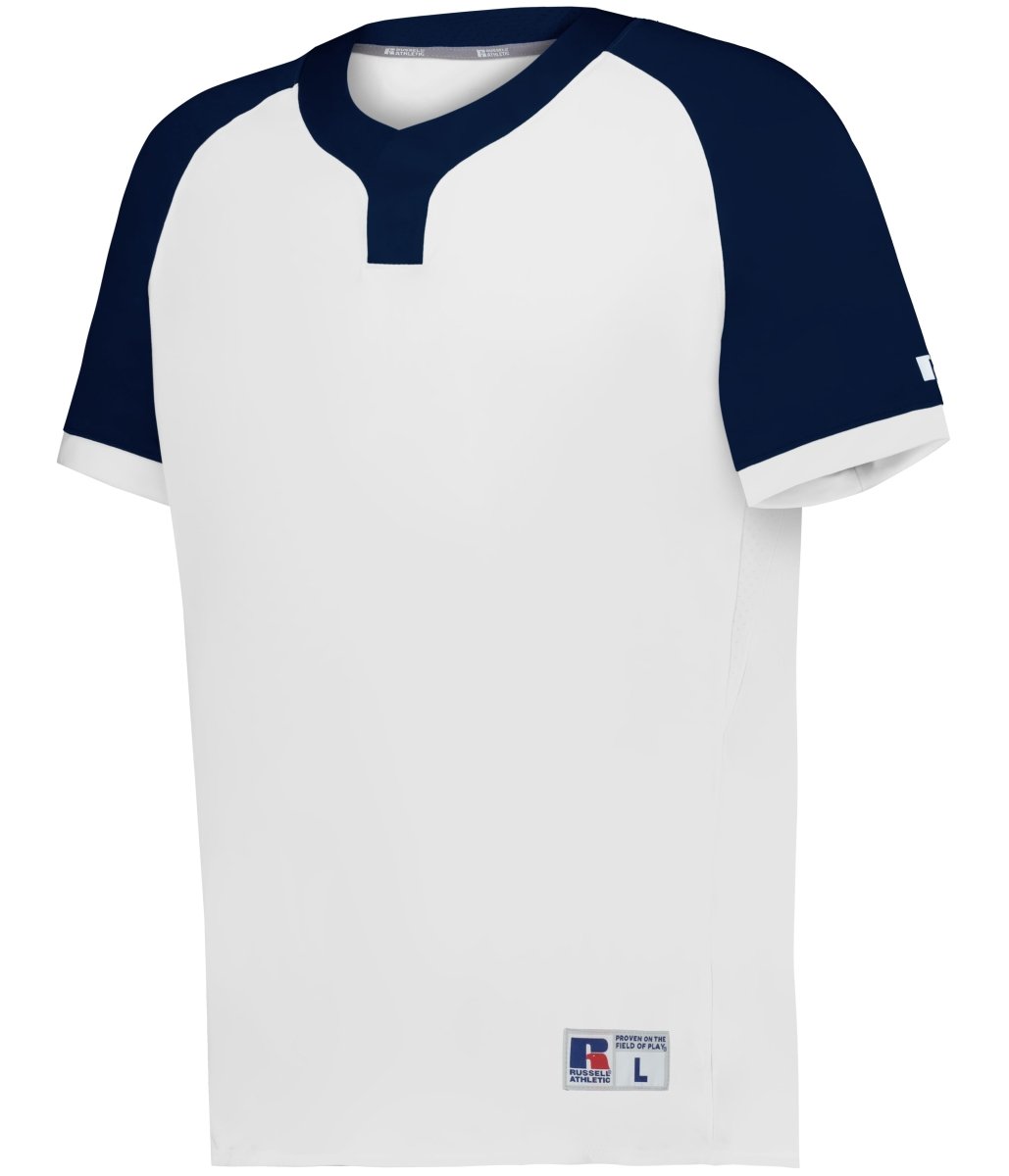 Russell (Team) BASELINE COVERED PLACKET BASEBALL JERSEY- Russell (Team ...